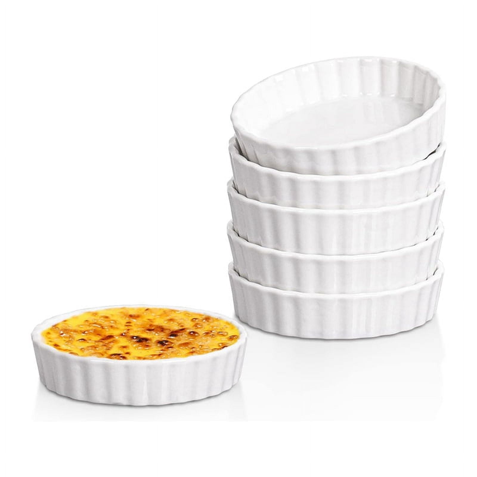 Winyuyby 5 Oz Creme Brulee Ramekins, Round Fluted Quiche Dishes Tart ...