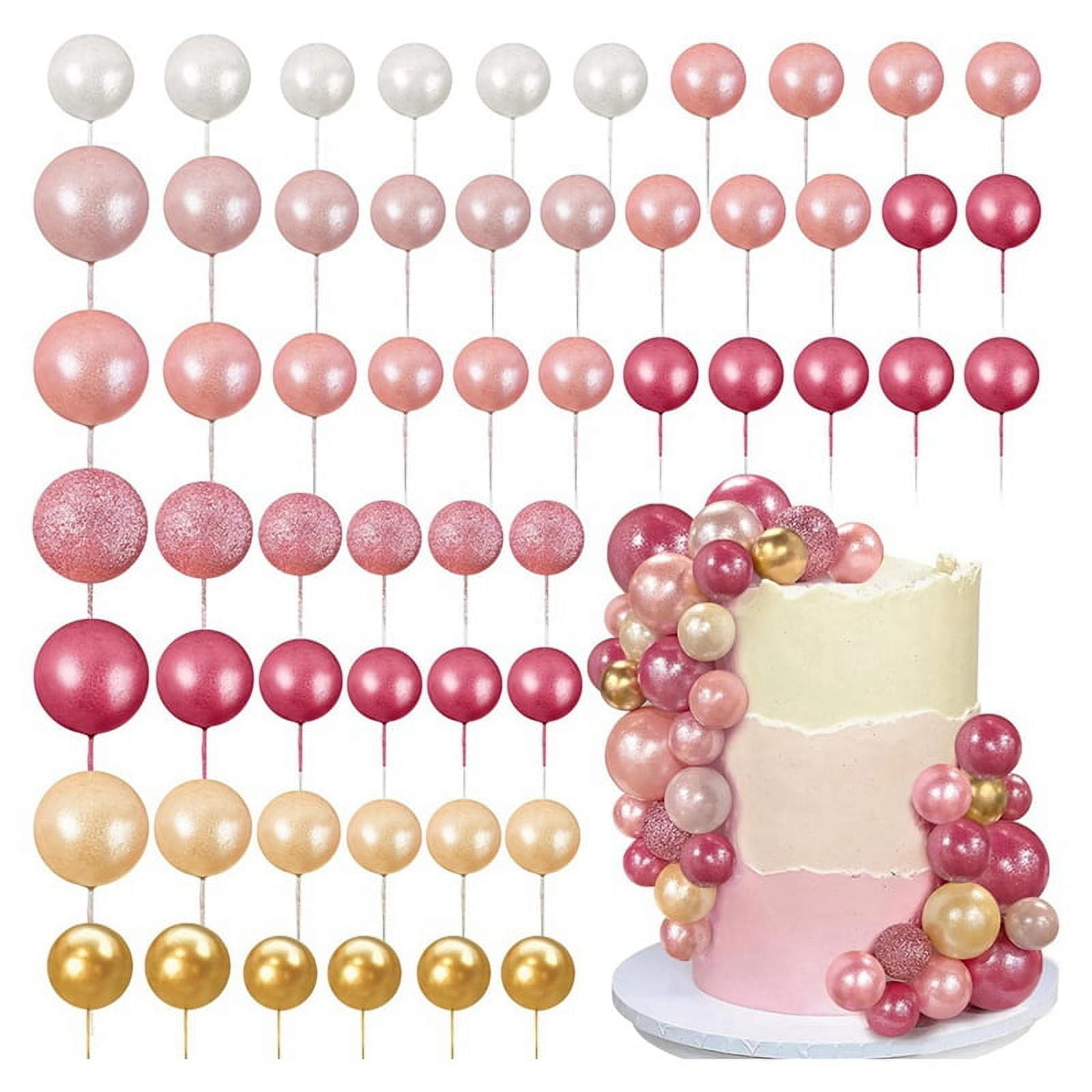 Winyuyby 56 PCS Ball Cake Picks Ball Shaped Cake Topper Pearl Balls ...