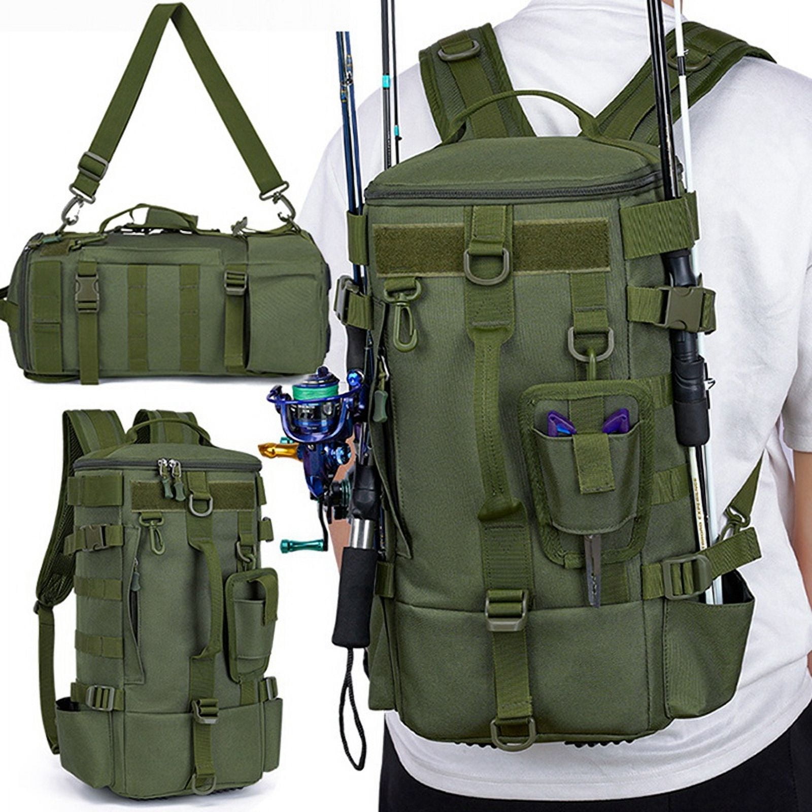 Winyuyby Fishing Gear Storage Backpack Fishing Bag Wet Dry Separation ...