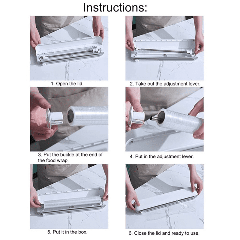Winyuyby Fixing Food Wrap Dispenser Cutter Plastic Foil Cling Film Wrap ...