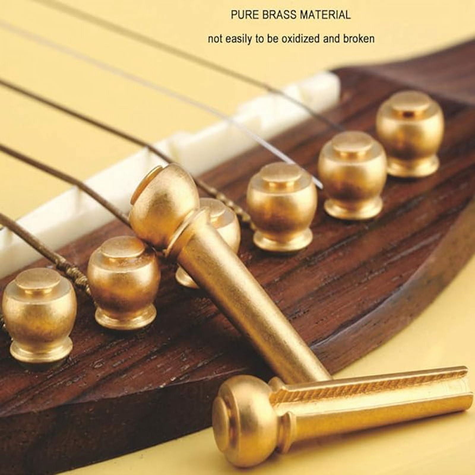 Winyuyby Guitar Bridge Pins 6Pcs, Brass Endpin Pegs Fixed Cone, with ...
