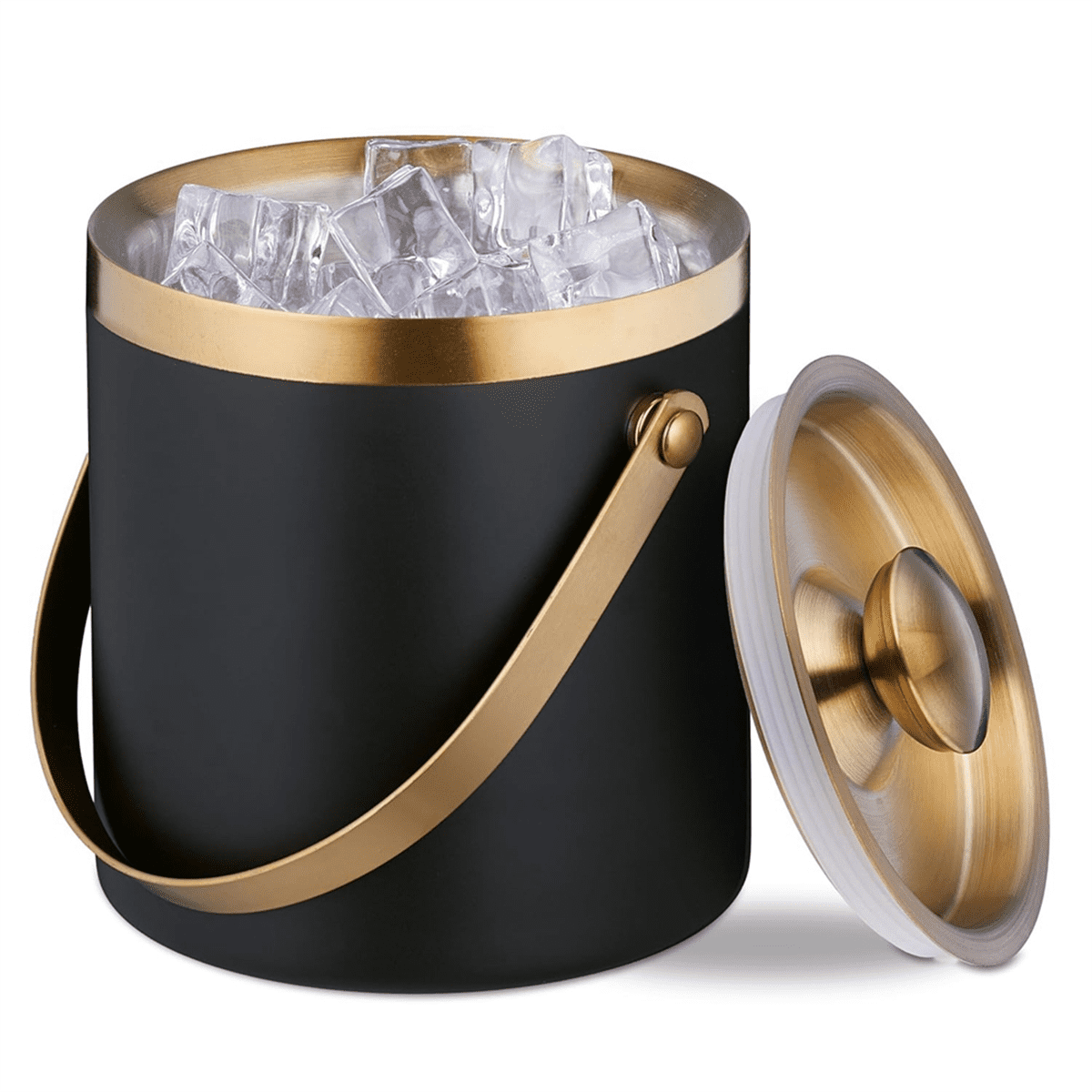 Winyuyby Ice Bucket, Stainless Steel, Double-Walled, Ice Bucket with ...