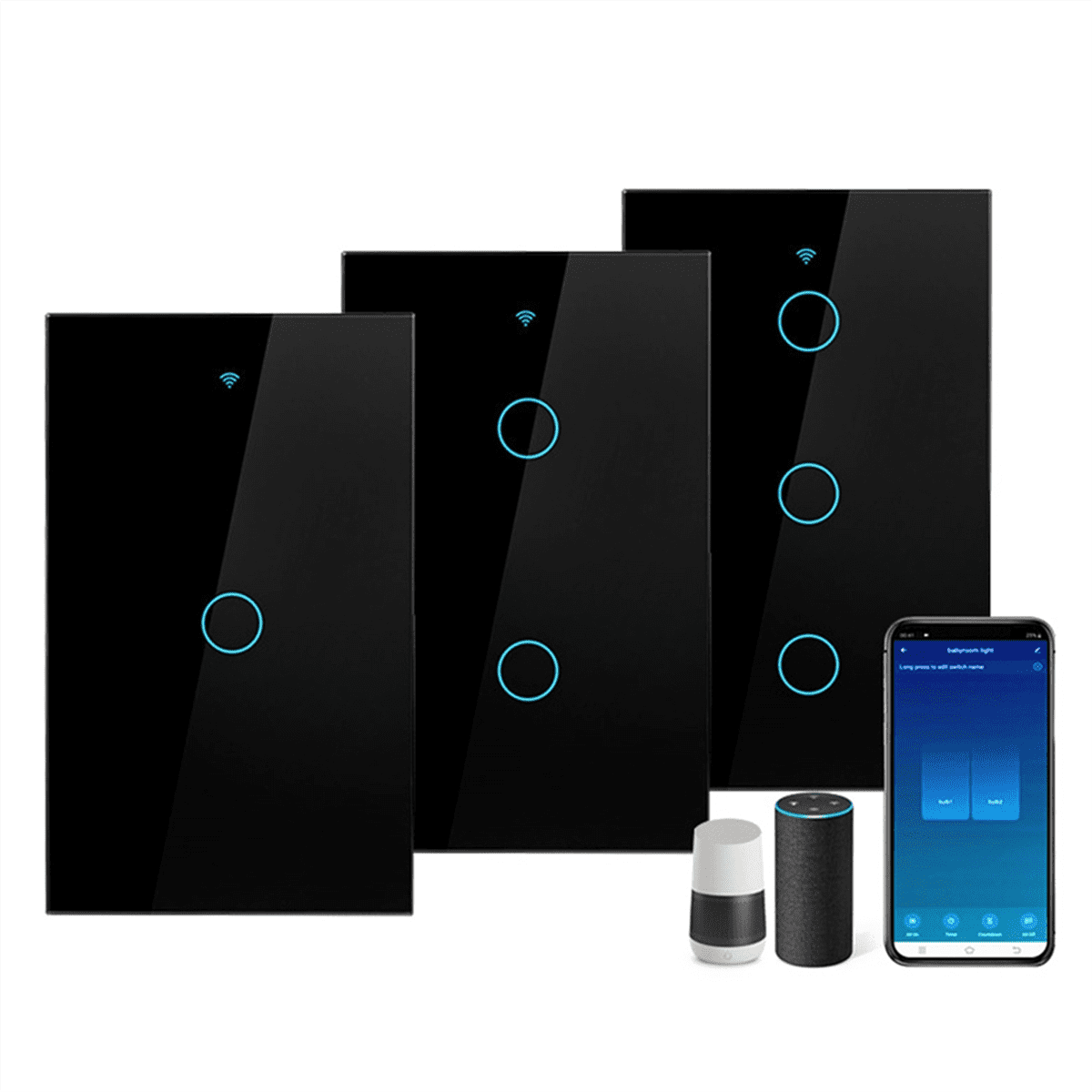 Winyuyby Tuya US Plug WiFi Smart Wall Switch 1 Gang No Neutral Wire ...