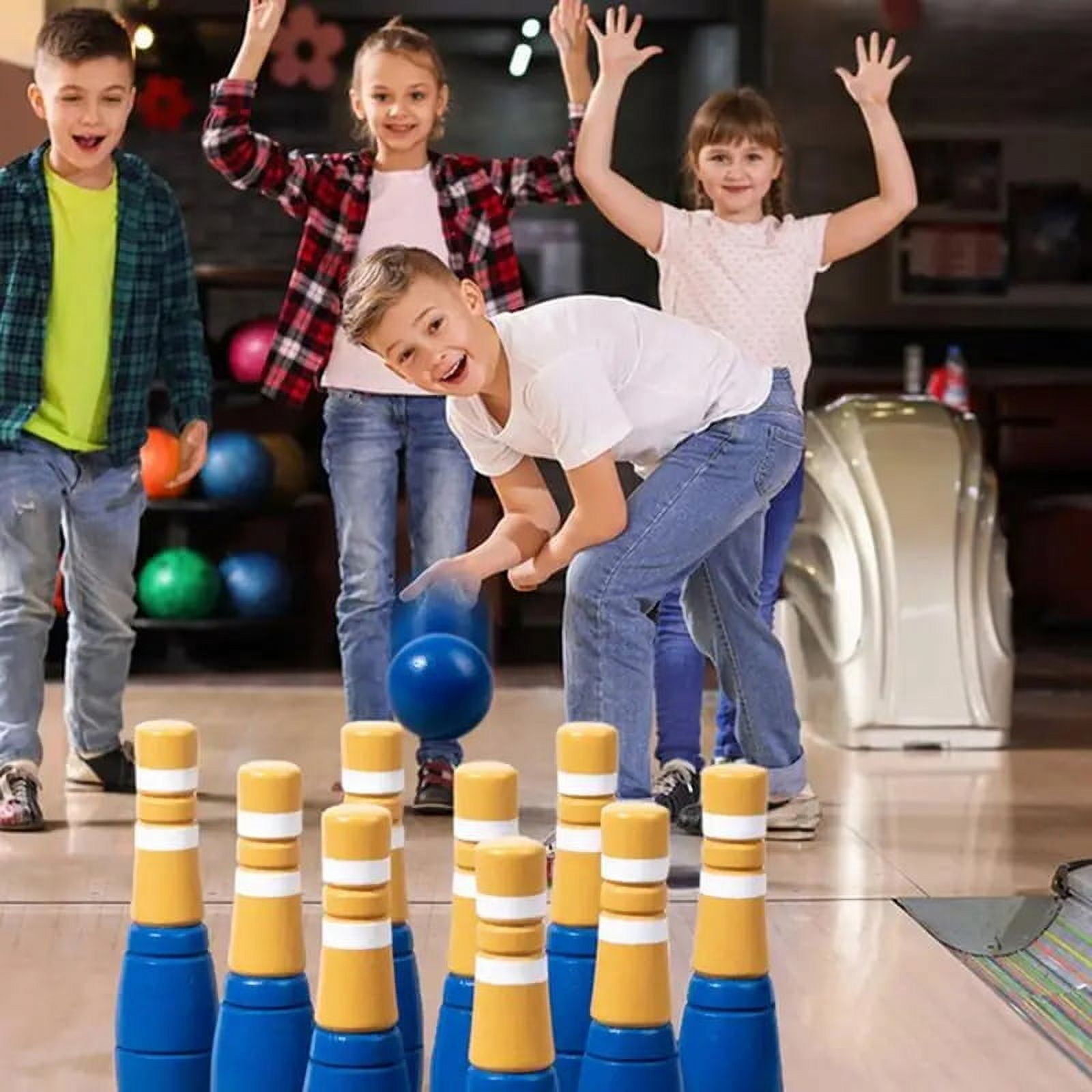 Winyuyby Wooden Bowling Indoor Outdoor Bowling Toys Kids Bowling Set ...