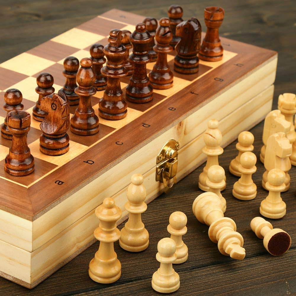 Winzzo 11"X 11" Wooden Folding Chess Set With 32 Wooden Pieces | Home ...