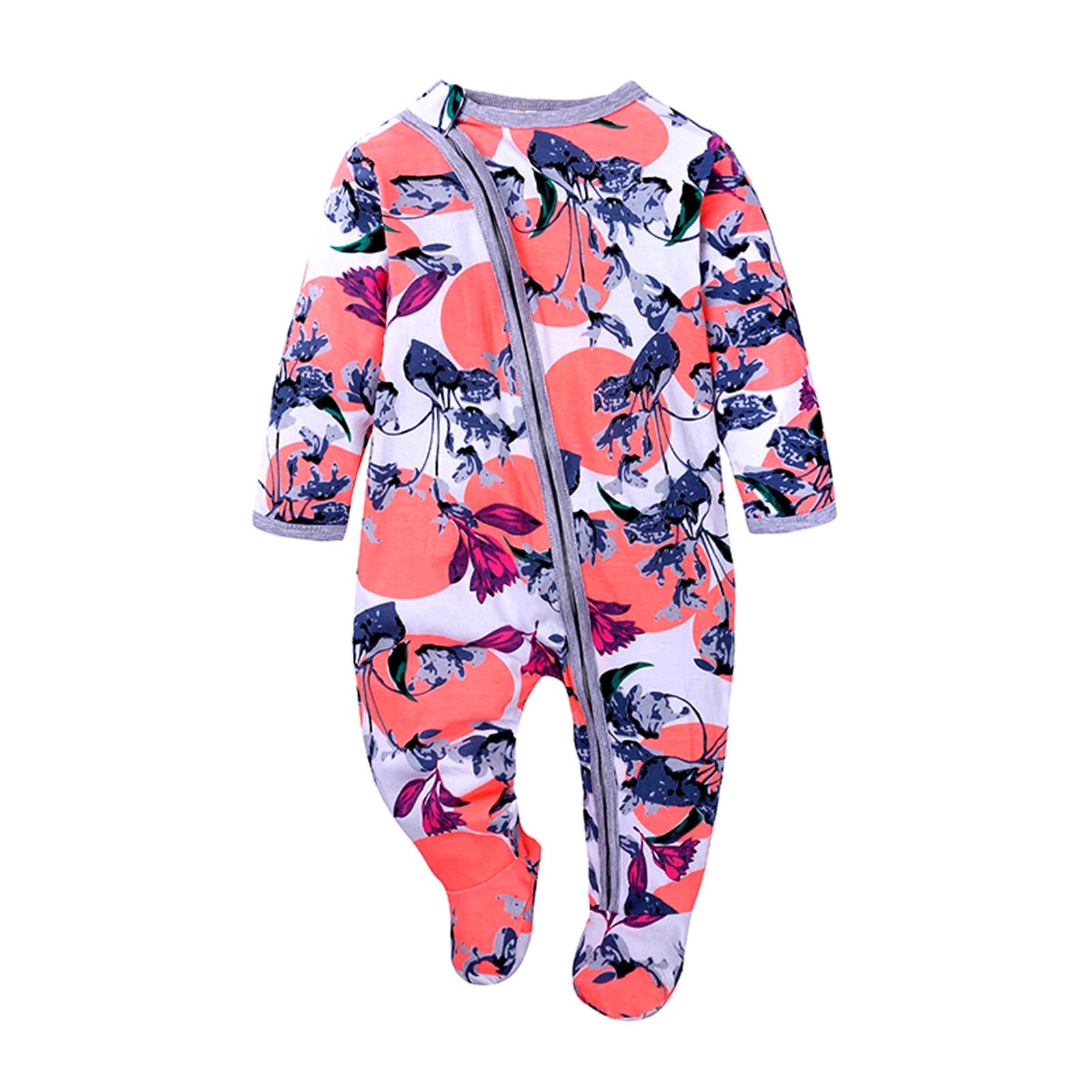 Wioihee Baby Footie Pajama with Mitten Cuffs, Double Zipper Infant ...