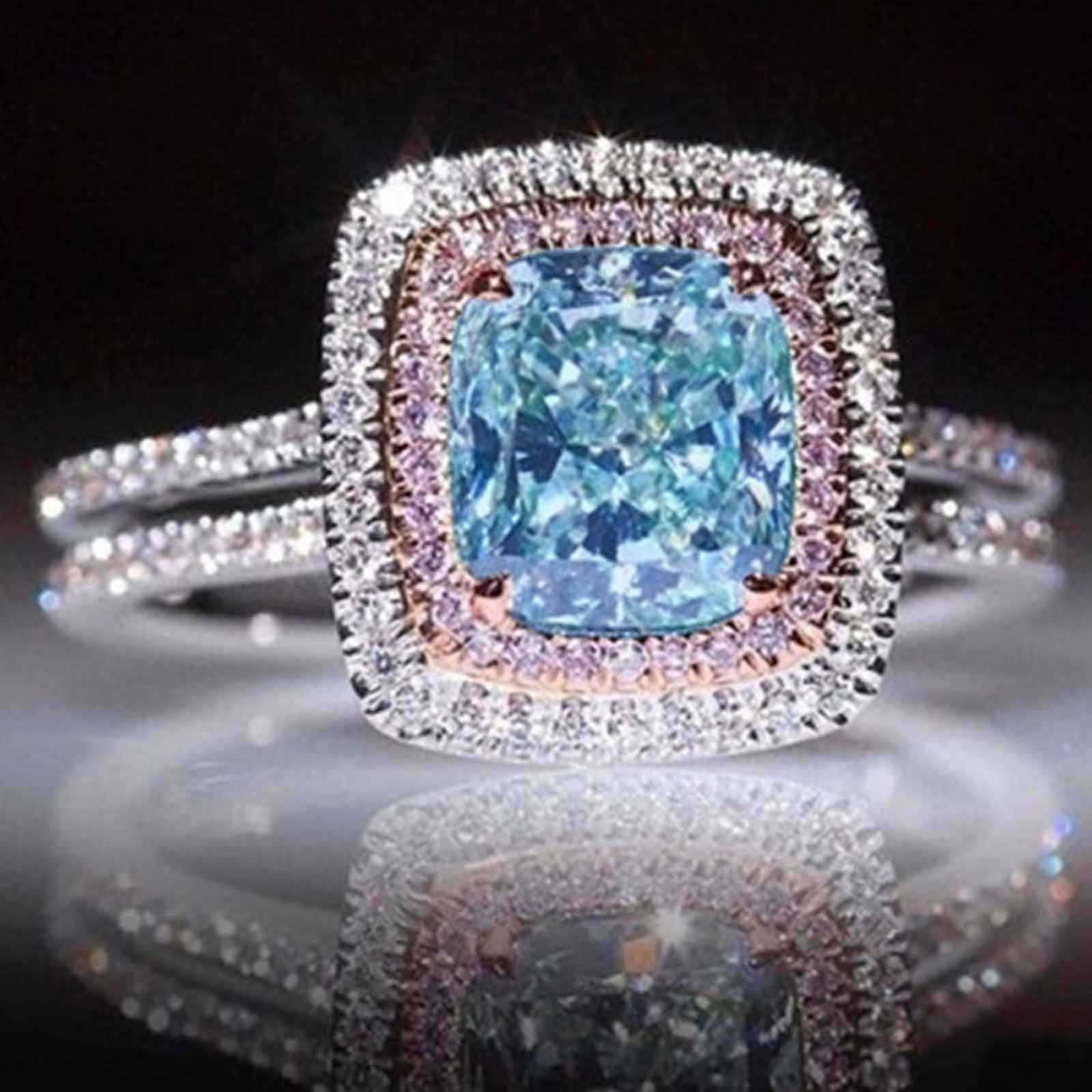 Wioihee Engagement Ring 925 Sterling Silver Wedding Band Set for Women ...