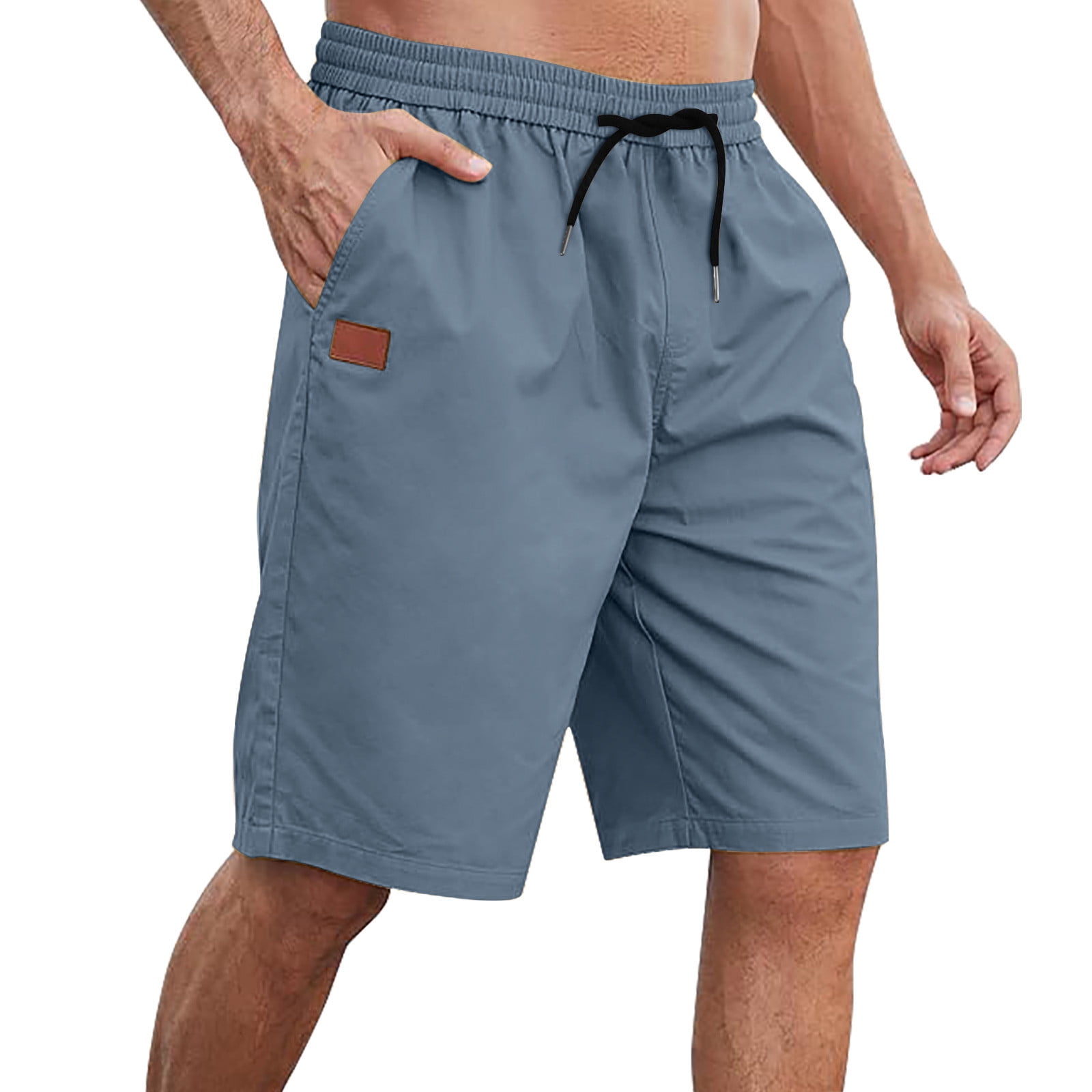 Wioihee Men's Casual 100% Cotton Shorts Solid Color Comfortable and ...
