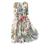 Wioihee Women's Sundress, Casual Short Sleeve Floral Dress, Summer Plus ...