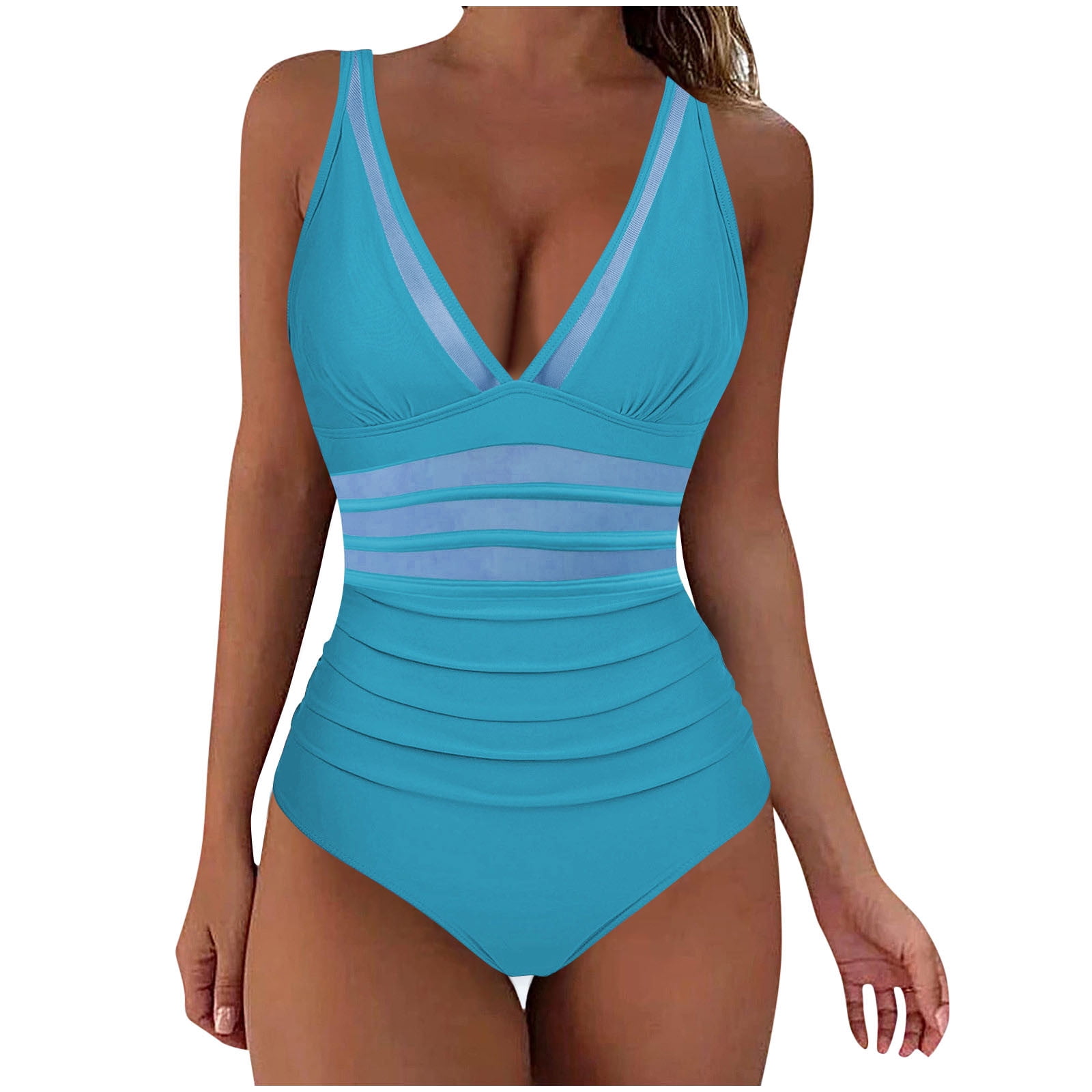 Wioihee Swim Suits for Women 2024 Sexy Tummy Control Deep V Bikini Set Push Up Bathing Swimwear ...