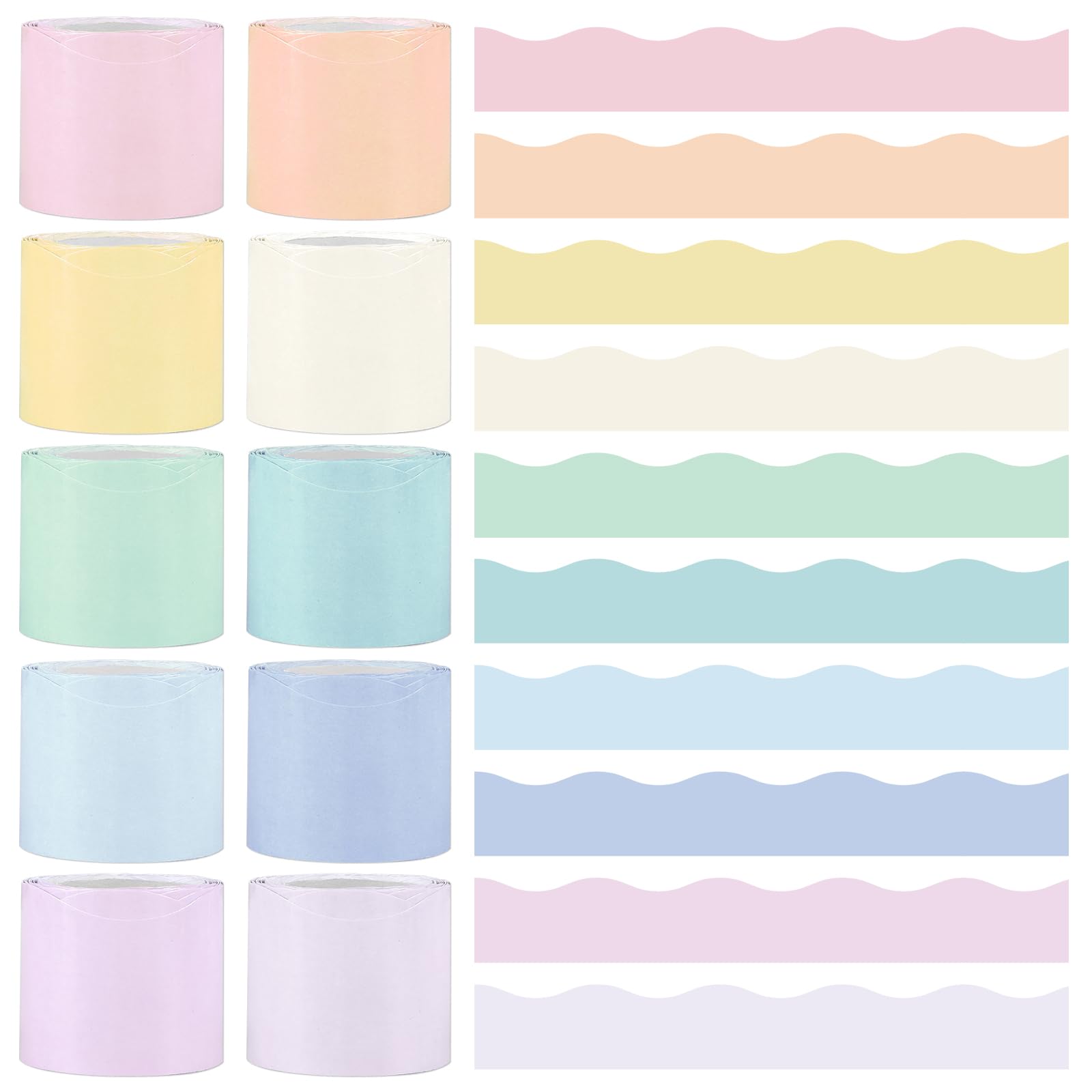 Wiooffen 10 Rolls 262ft Colorful Borders for Bulletin Scalloped Trim ...
