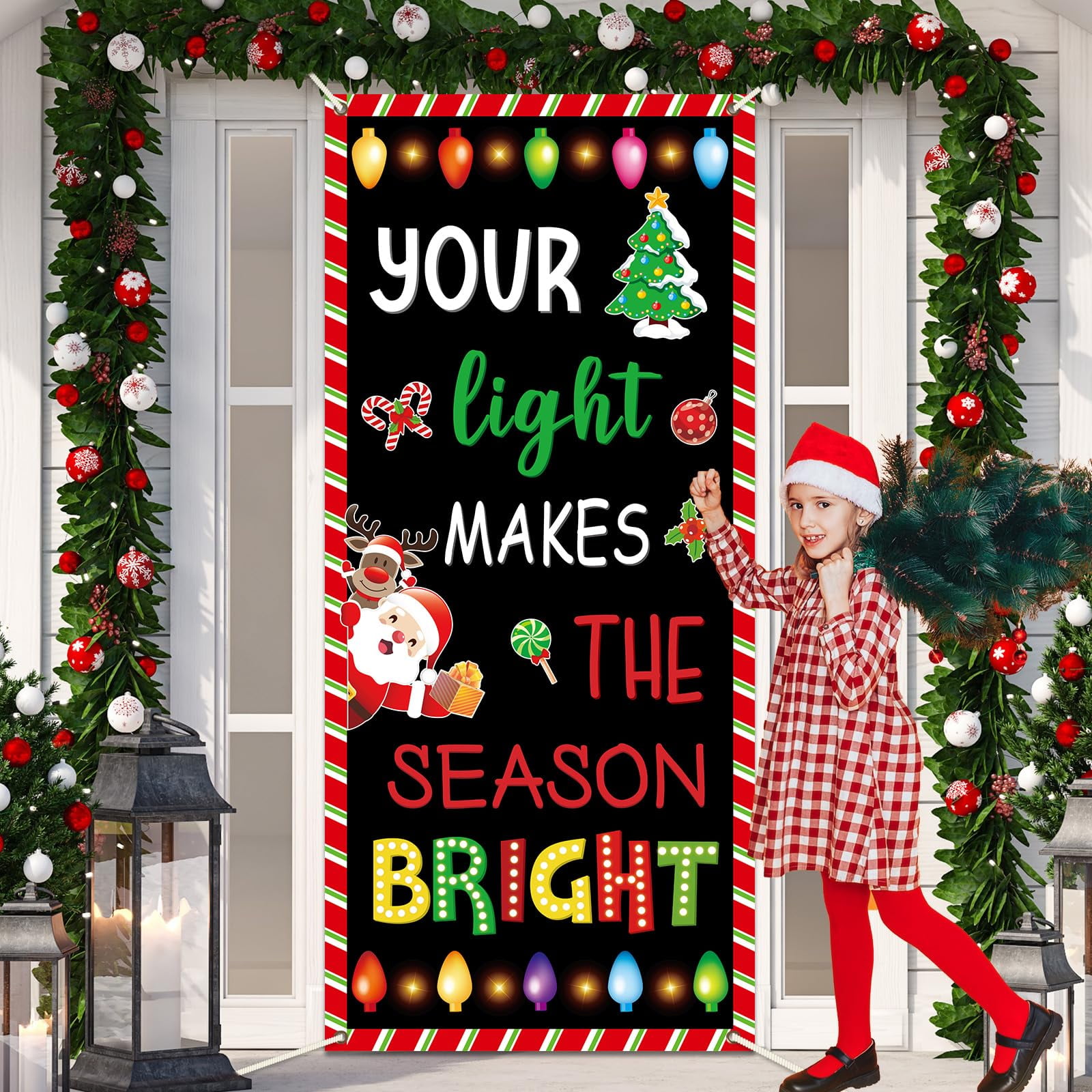 Wiooffen Christmas Classroom Door Cover Decoration Winter Christmas ...