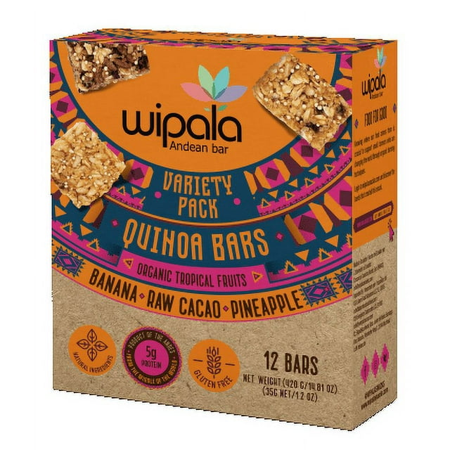 Wipala Andean Bar Variety Mix of Pineapple, Raw Cacao, Banana | Protein ...