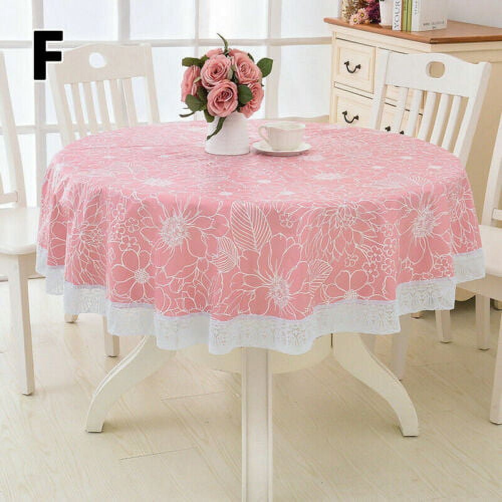 Wipe Clean Lace PVC Vinyl Tablecloth Oilcloth ROUND Table Cover Wedding ...