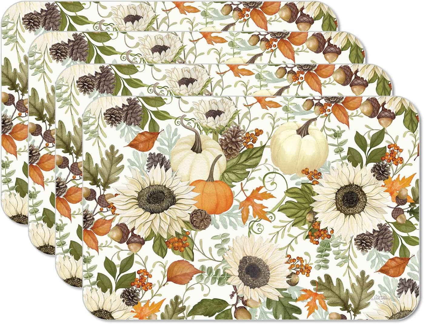 CounterArt Reversible Plastic Placemats, Farmhouse Fall Design, Easy ...