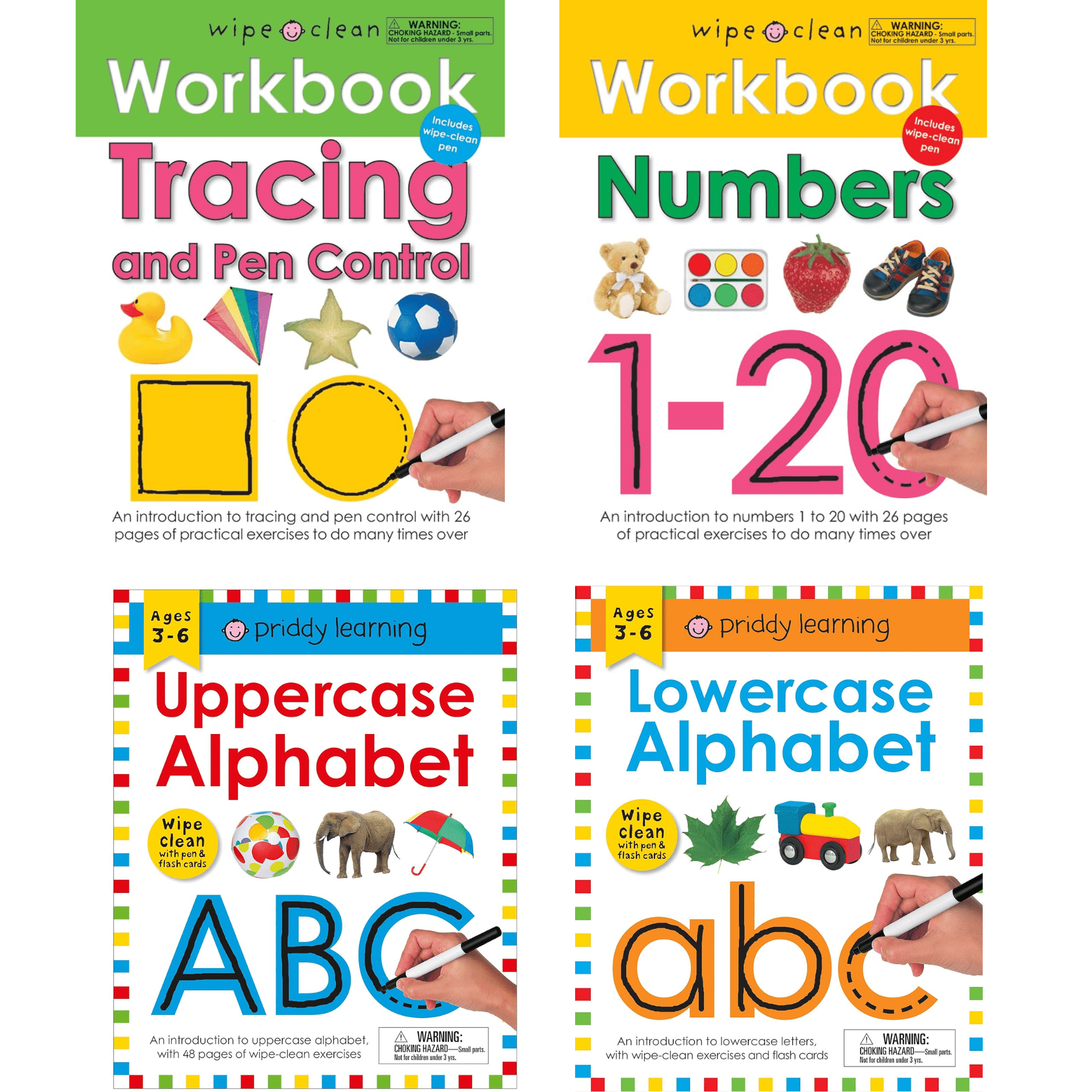 Wipe Clean Workbooks Series : Tracing and Pen Control, Numbers 1-20, Uppercase Alphabet and ...