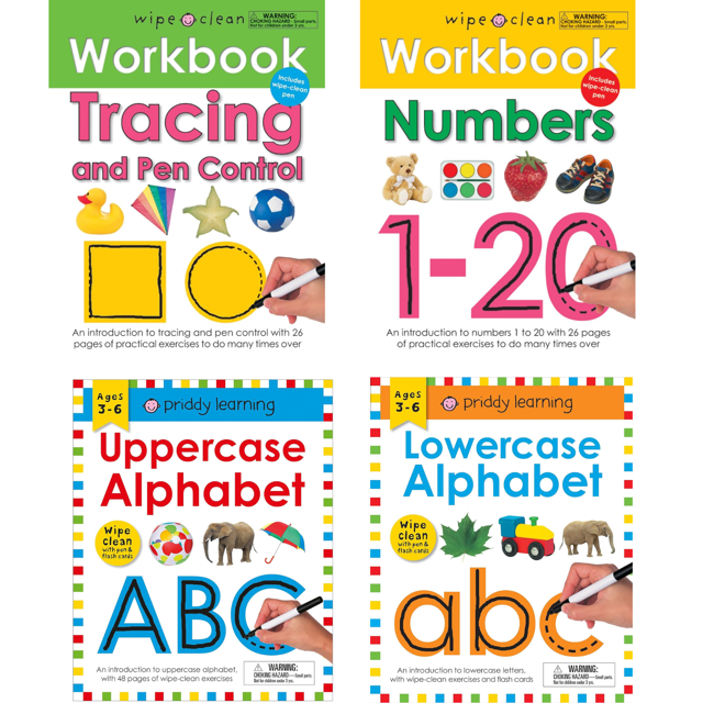 Wipe Clean Workbooks Series : Tracing and Pen Control, Numbers 1-20, Uppercase Alphabet and ...