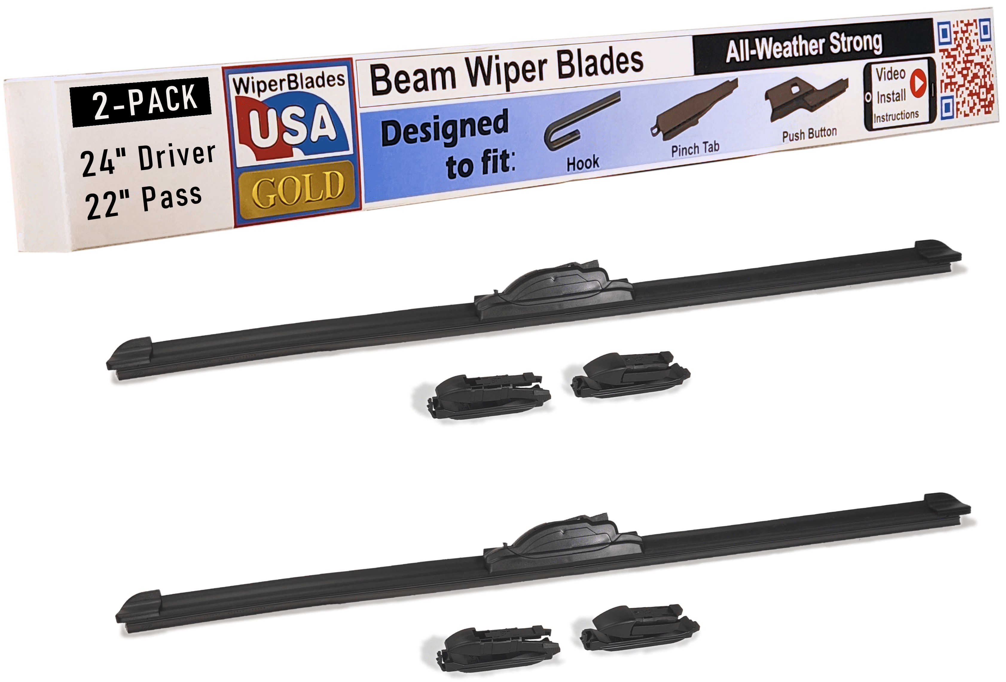 Wiper Blades USA WBU-24-22 Beam Wiper Blades All Season Automotive ...