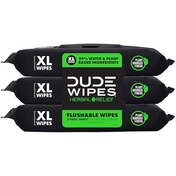 Wipes - Flushable Wipes - 3 , 144 Count - Extra-Large - With Hazel ...