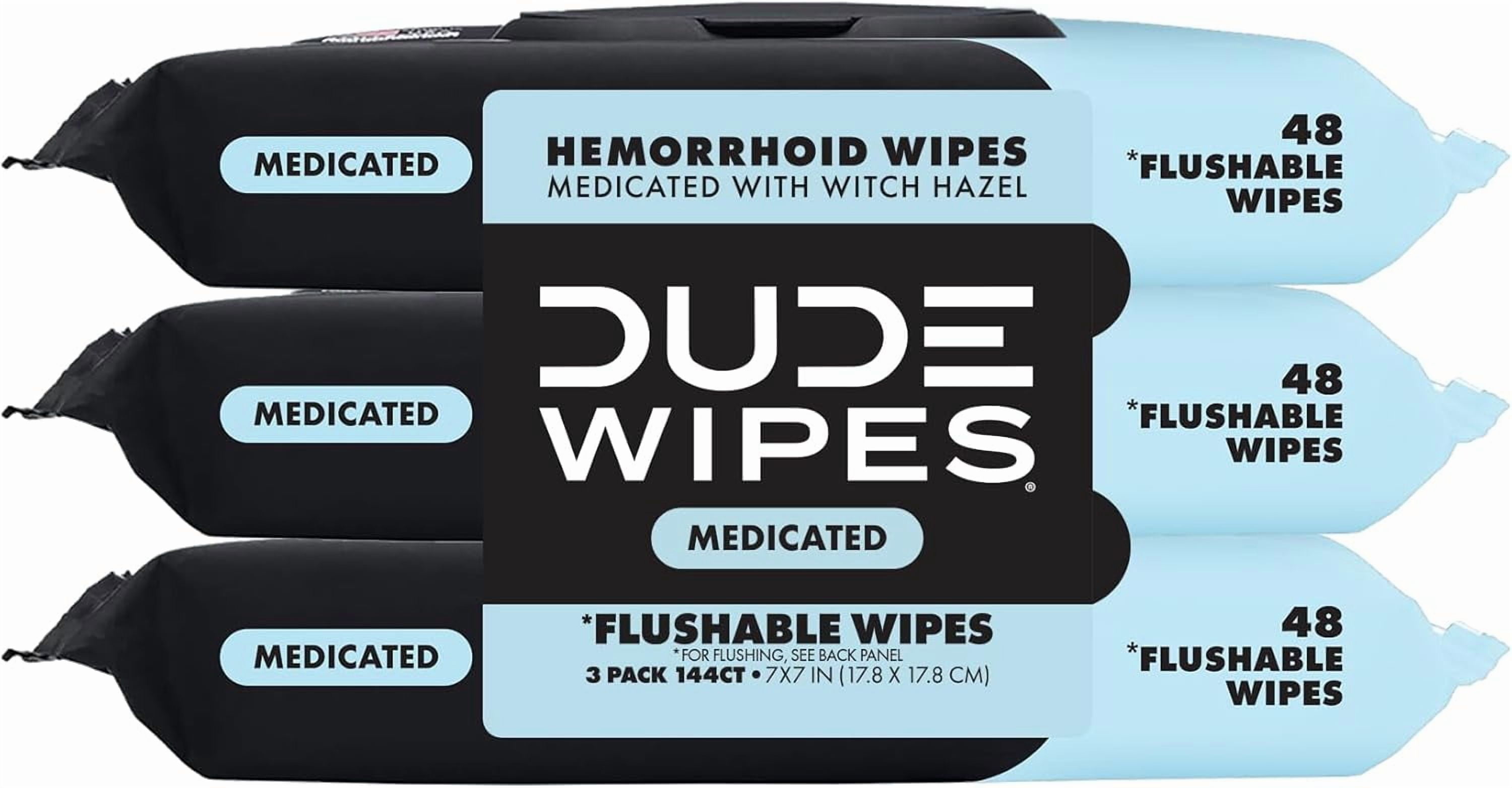 Wipes - Medicated Flushable Wipes - 3 Pack, 144 Count - Unscented ...