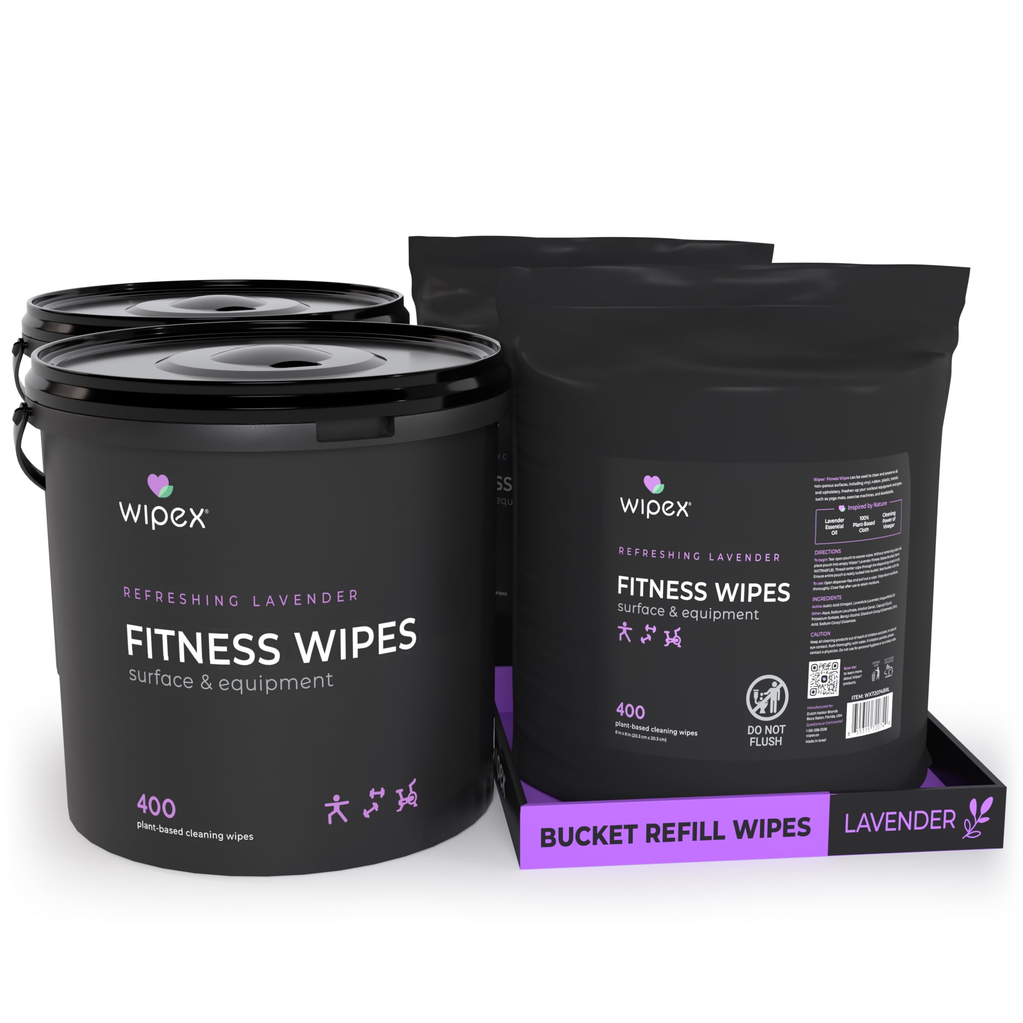 Wipex Natural Plant-Based Gym Wipes Starter Pack - 2 Dispenser Buckets ...