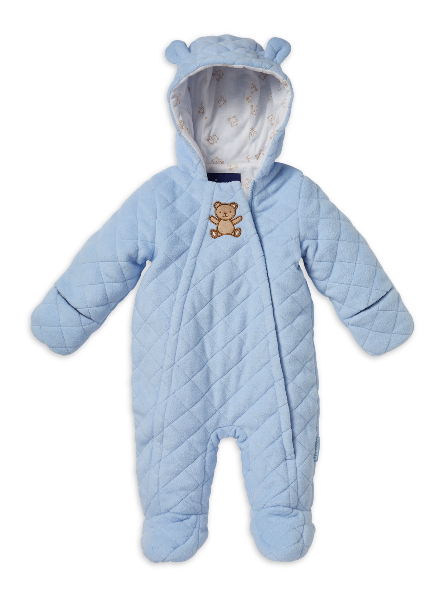 Wippette Baby Boy Micro Fleece Pram With Bear Embroidery, Sizes NB-9M ...
