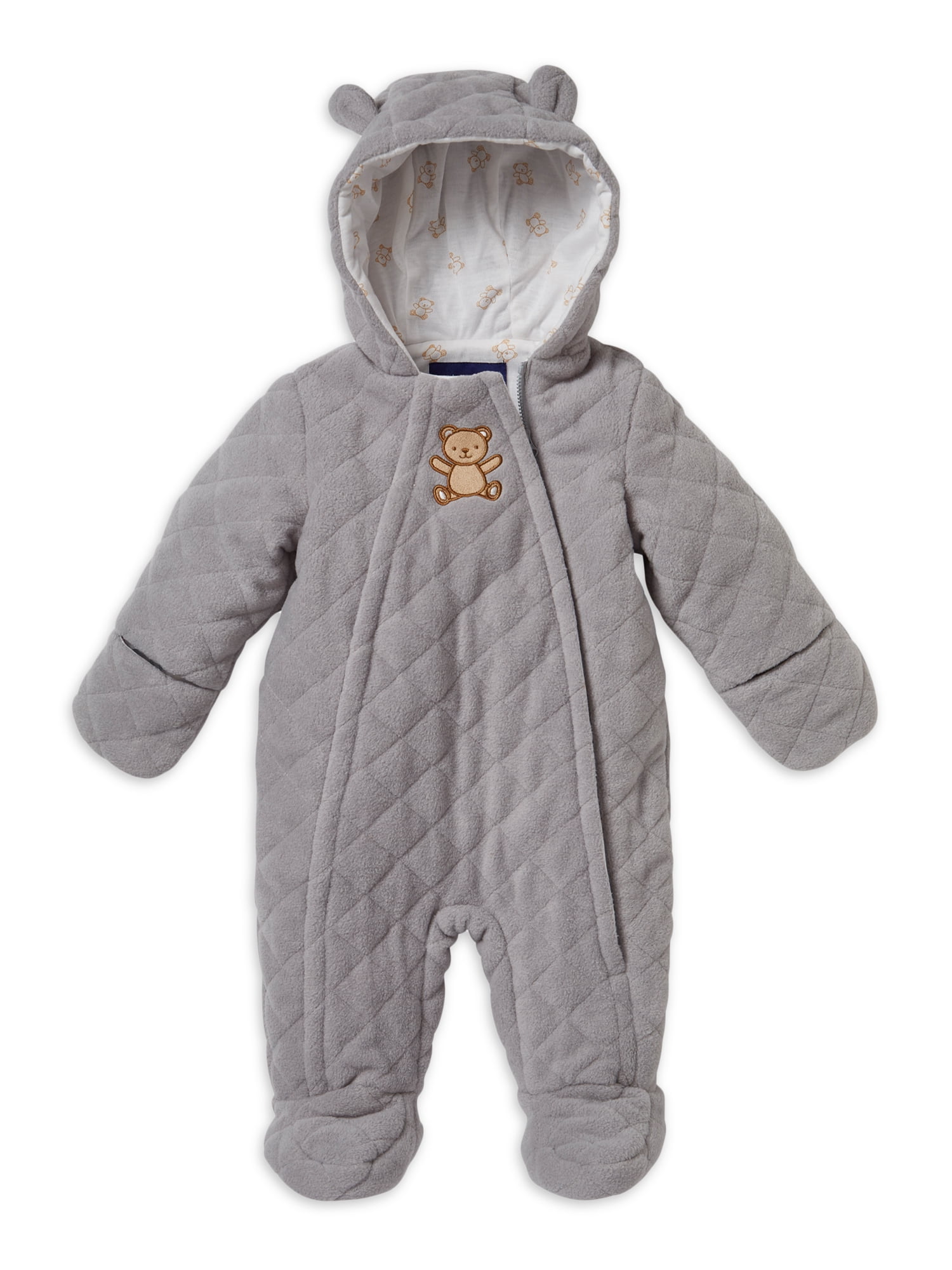 Wippette Baby Boy Micro Fleece Pram With Bear Embroidery, Sizes NB-9M ...