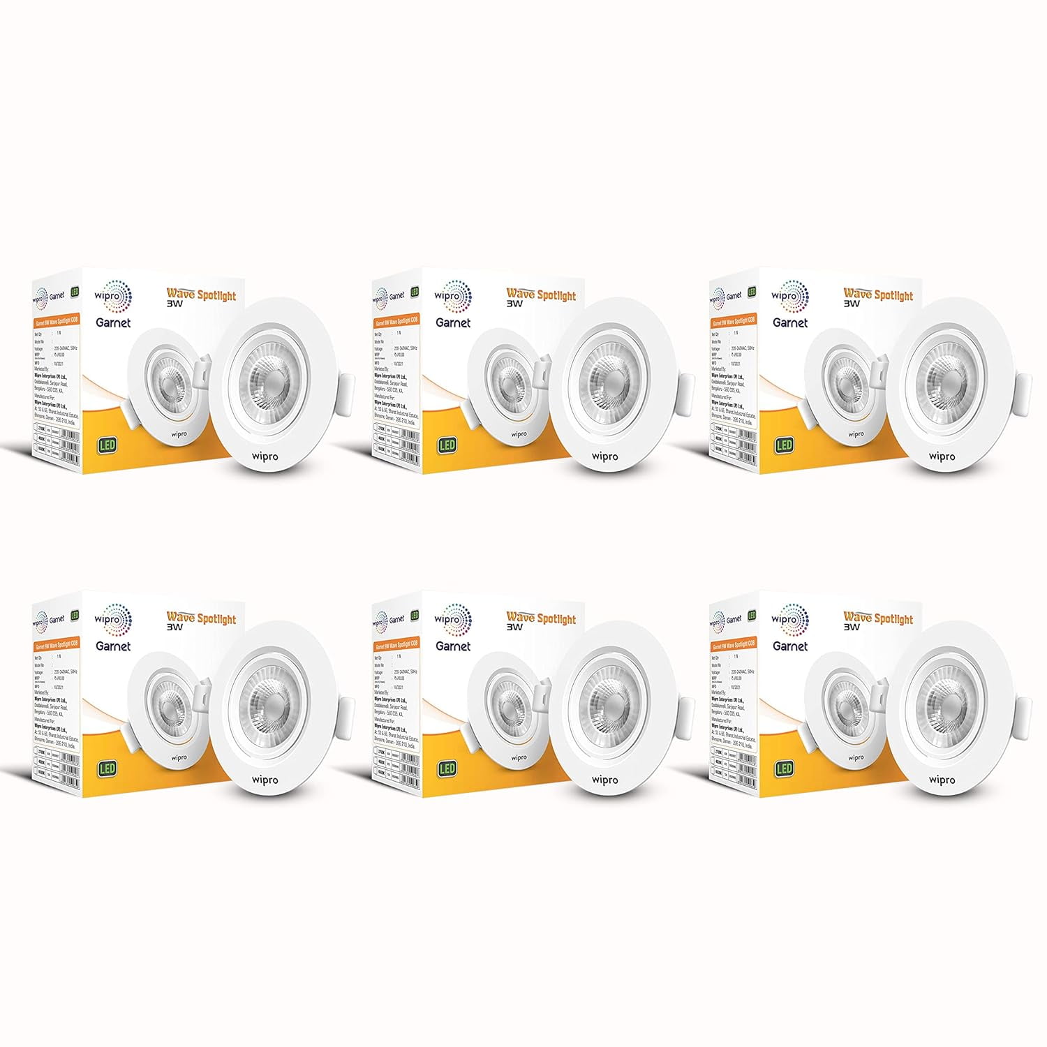 Wipro Garnet 3W Round LED Wave Spotlight COB Spotlight for CeilingWarm ...