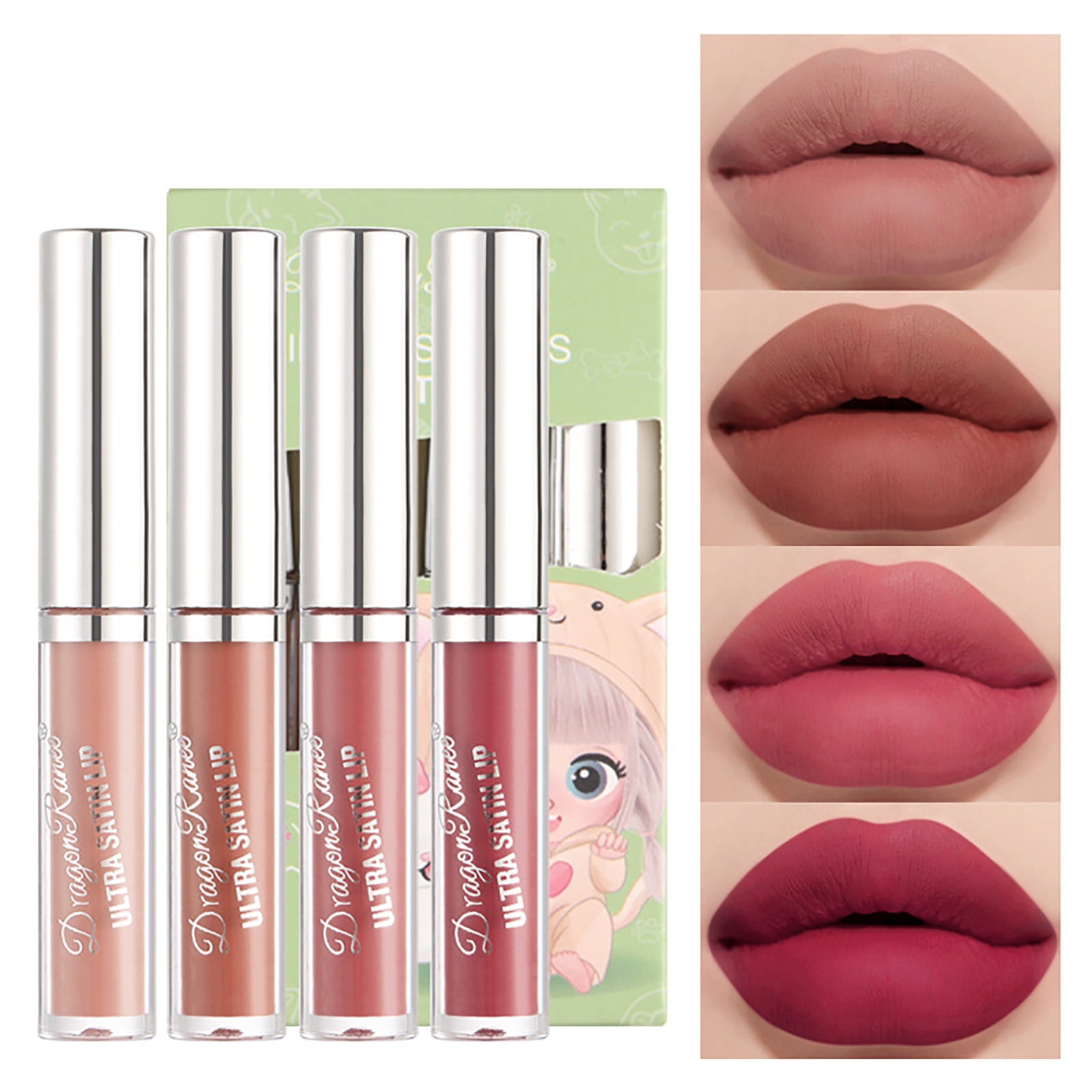 Wiradney Lipstick Matte Liquid Lipstick Makeup Set 4Pcs, Matte Liquid Long-Lasting Wear Non ...