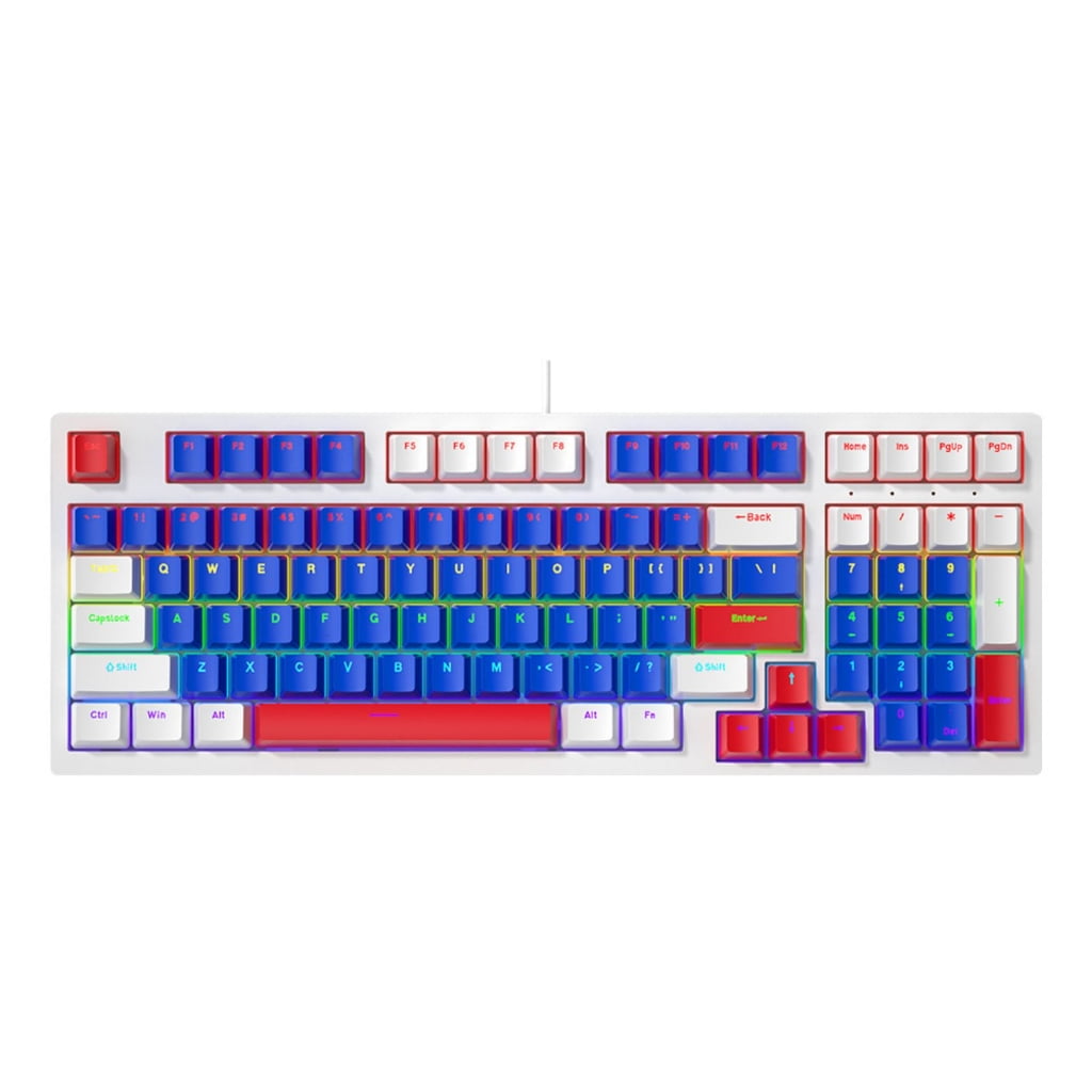 Wire 98Key Mechanical Keyboard with LED Backlits, Ergonomic Keyboard ...
