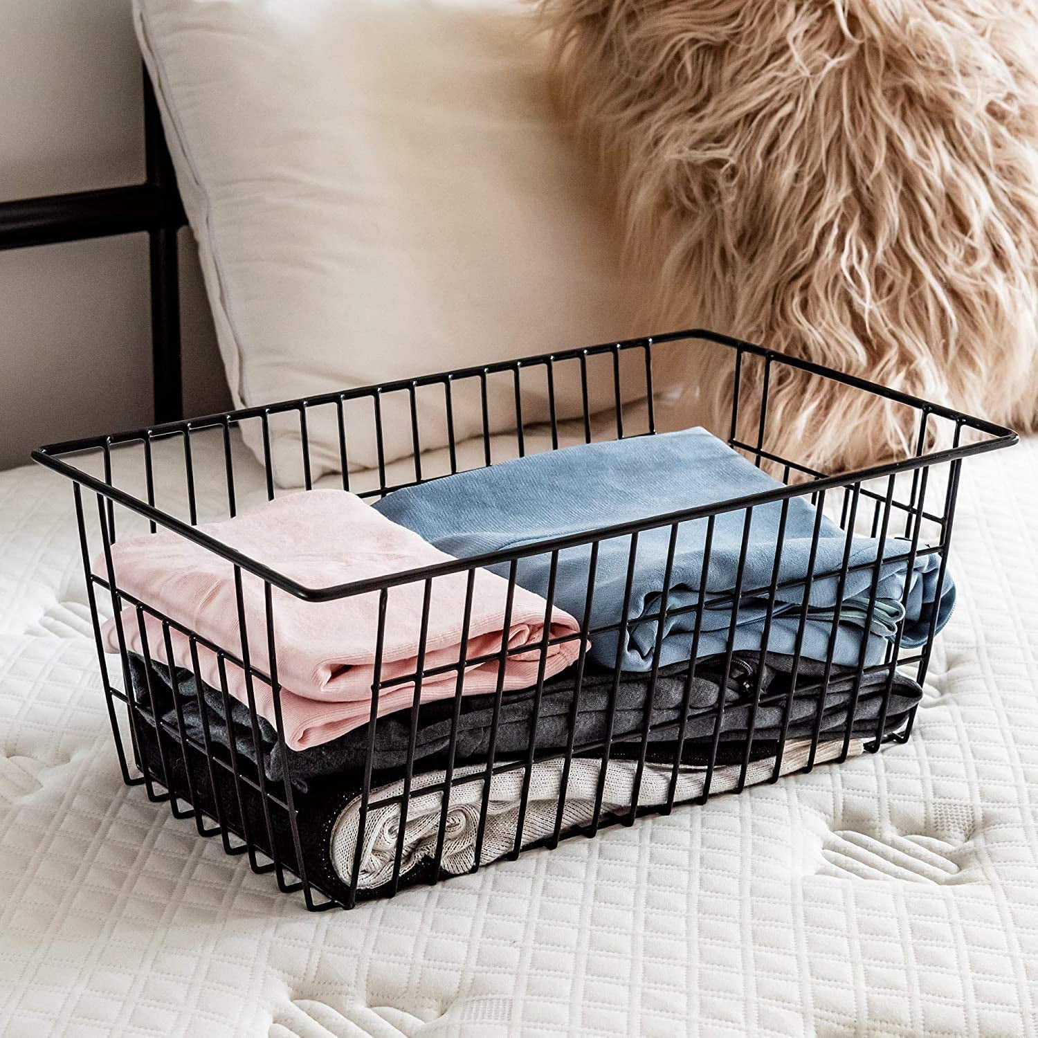 Wire Baskets Farmhouse Freezer Organizer Storage Bin Basket with ...