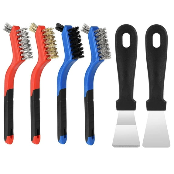 Wire Brush with Scraper Cleaner, Multi-Purpose Stainless Steel/Brass ...