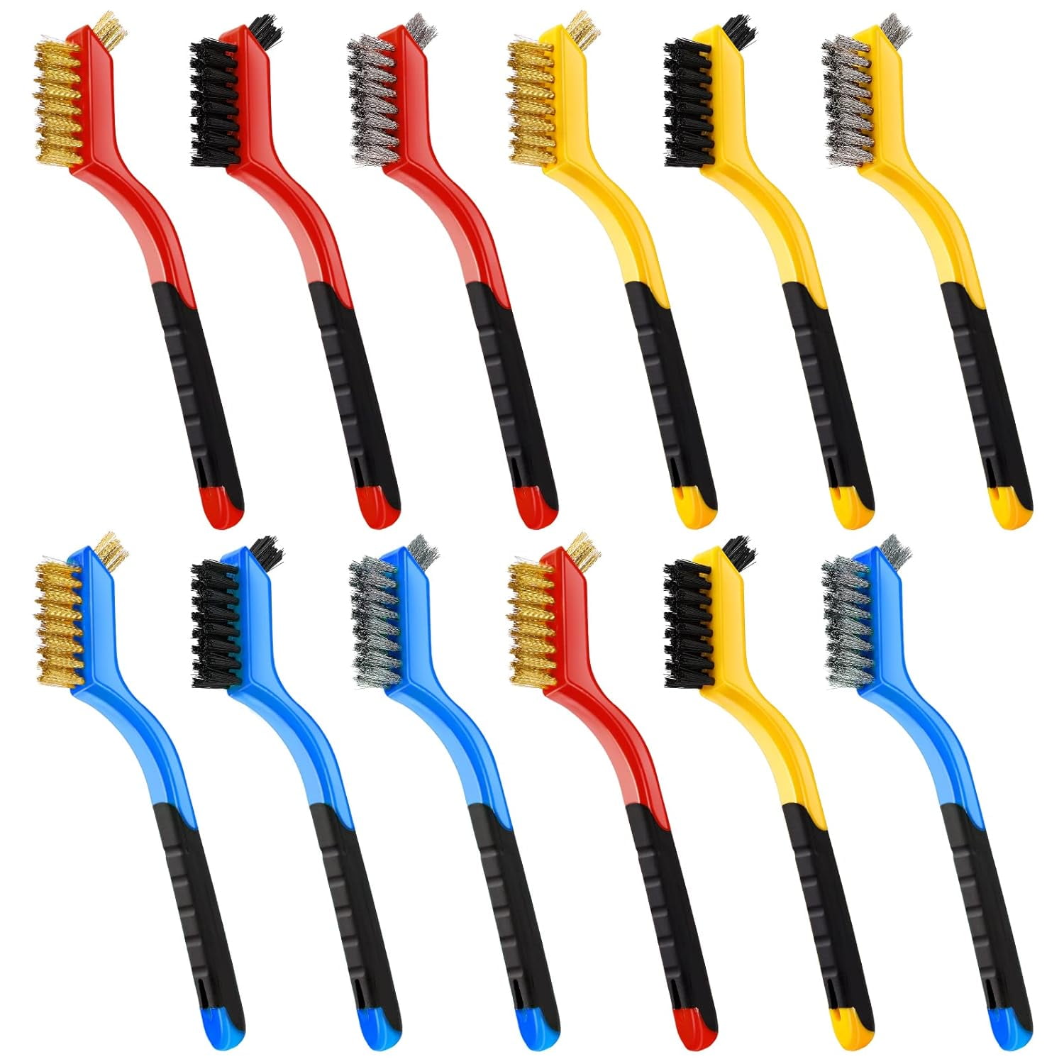 Wire Brush Set,12 Pcs Brass/Stainless Steel/Nylon Wire Brushes,Mini ...