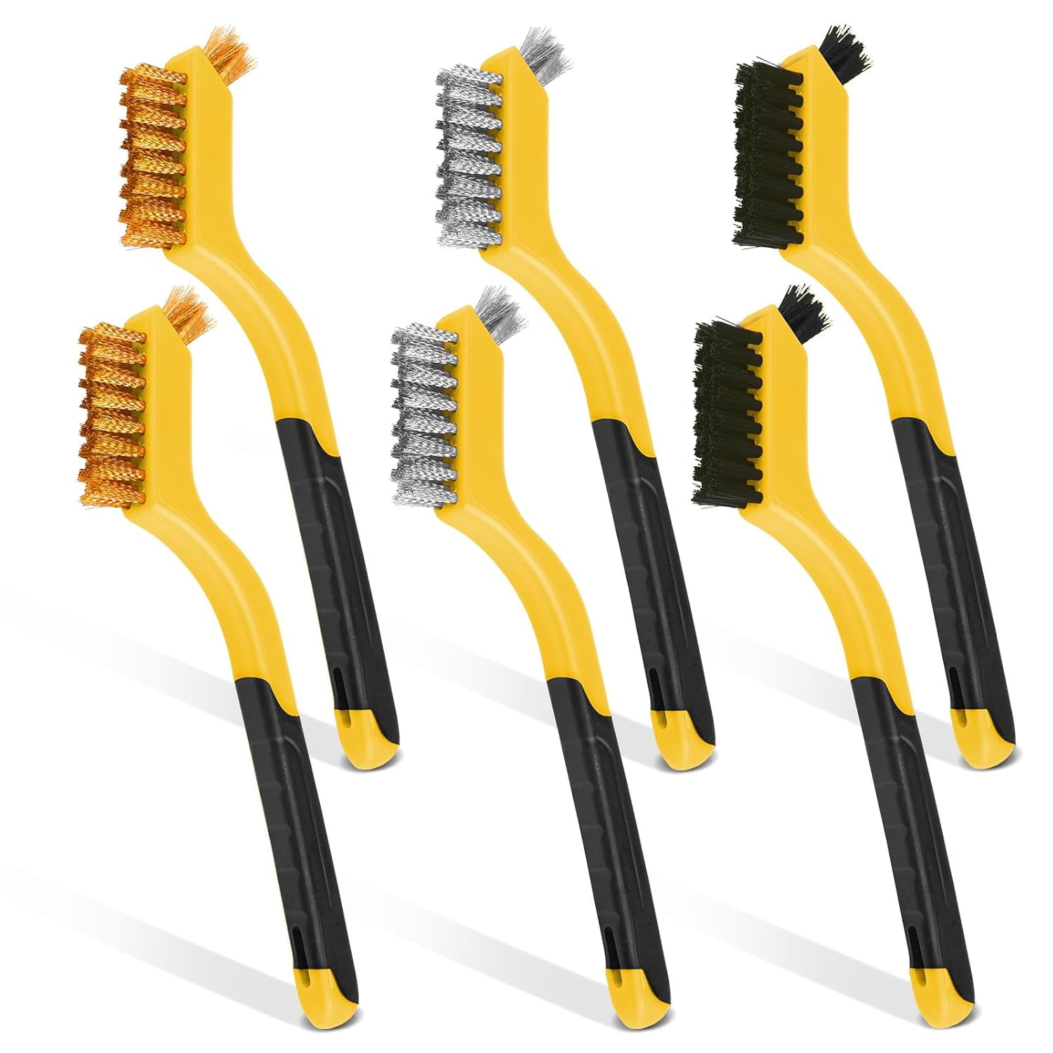 Wire Brush Set, 6 Pcs Brass/Stainless Steel/Nylon Wire Brushes for ...