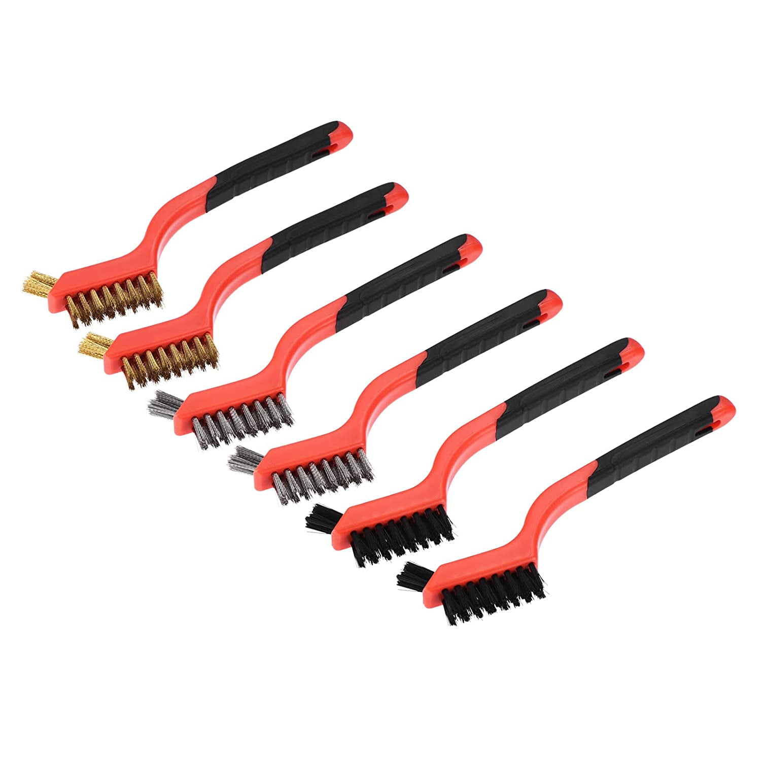 Wire Brush Set Nylon/Stainless Steel/Brass Scratch Brushes Red Black ...