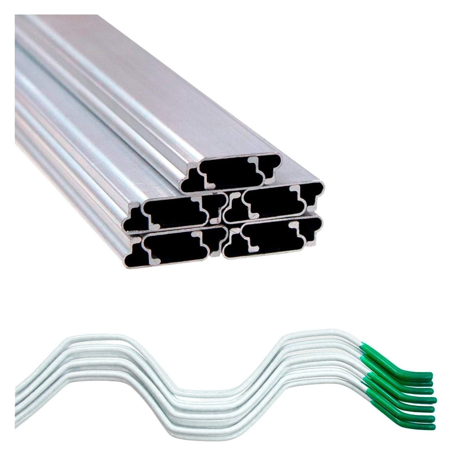 Wire and Channel Kit | 1" x 6.5' Aluminum Greenhouse Channel with 6.5' Steel Wire Jiggly Wire ...