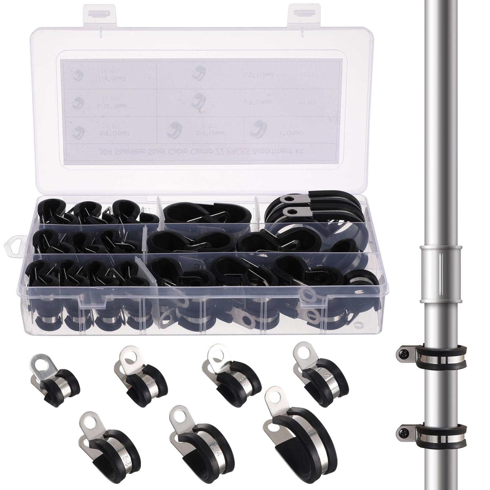 Wire Clamp Pipe Clamps Tools Cable Grip Adhesive Strip Hose Stainless ...