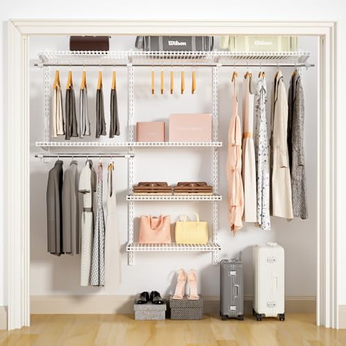 Wire Closet Organizer System, Wall Mounted 6.5 Ft. Custom Closet Kit ...