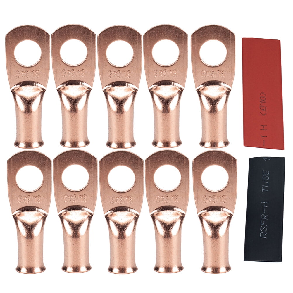 Wire Connector 10 Pcs Terminal Crimp Heavy Battery Connectors Cable Lug ...