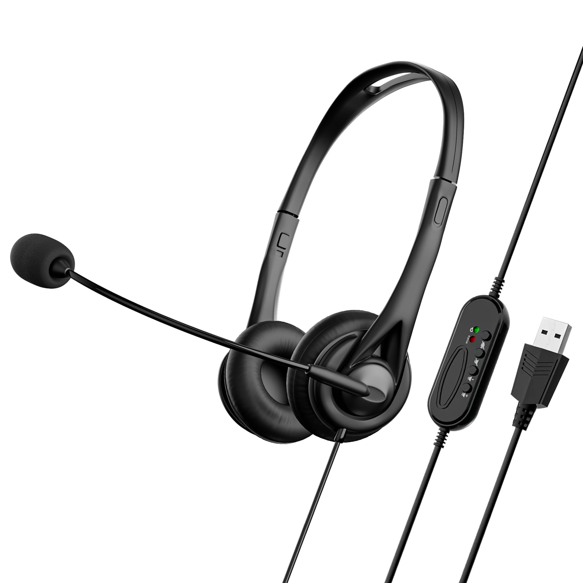 Wire Controlled Computer USB Headphones with Microphone - Walmart.com