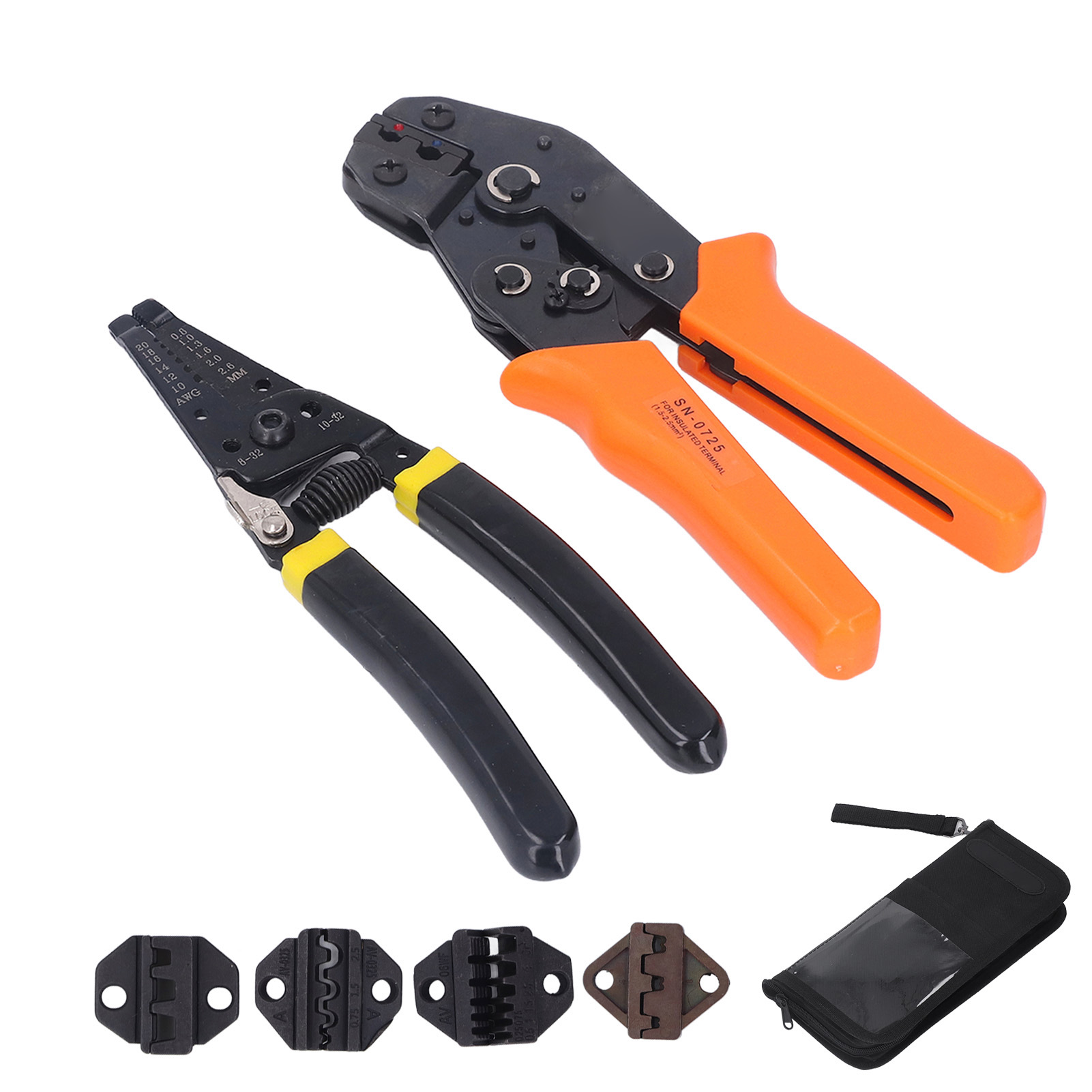 Wire Crimping Tool Kit with 4 Interchangeable Jaws Striper Cutter ...