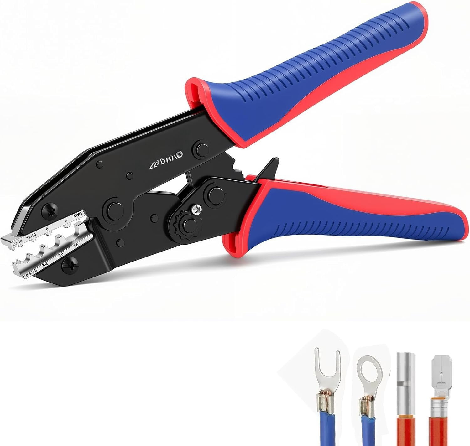 Wire Crimping Tool for Non-Insulated Terminal, AWG 22-6 Ratchet Wire ...