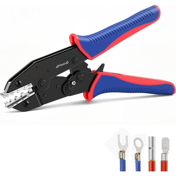 Wire Crimping Tool for Non-Insulated Terminal, AWG 22-6 Ratchet Wire ...