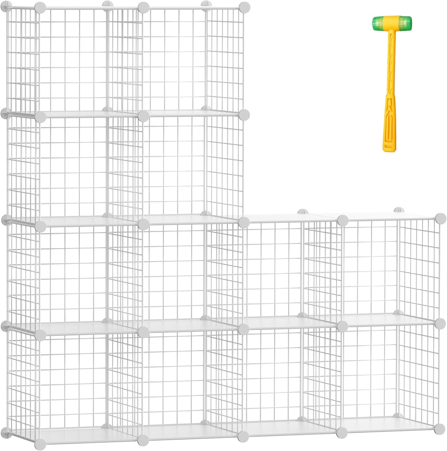 Wire Cube Storage Organizer, 12-Cube Metal Storage Shelves Bookshelf ...