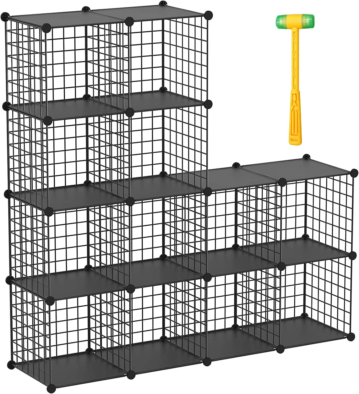Wire Cube Storage Organizer, 12-Cube Metal Storage Shelves Bookshelf ...