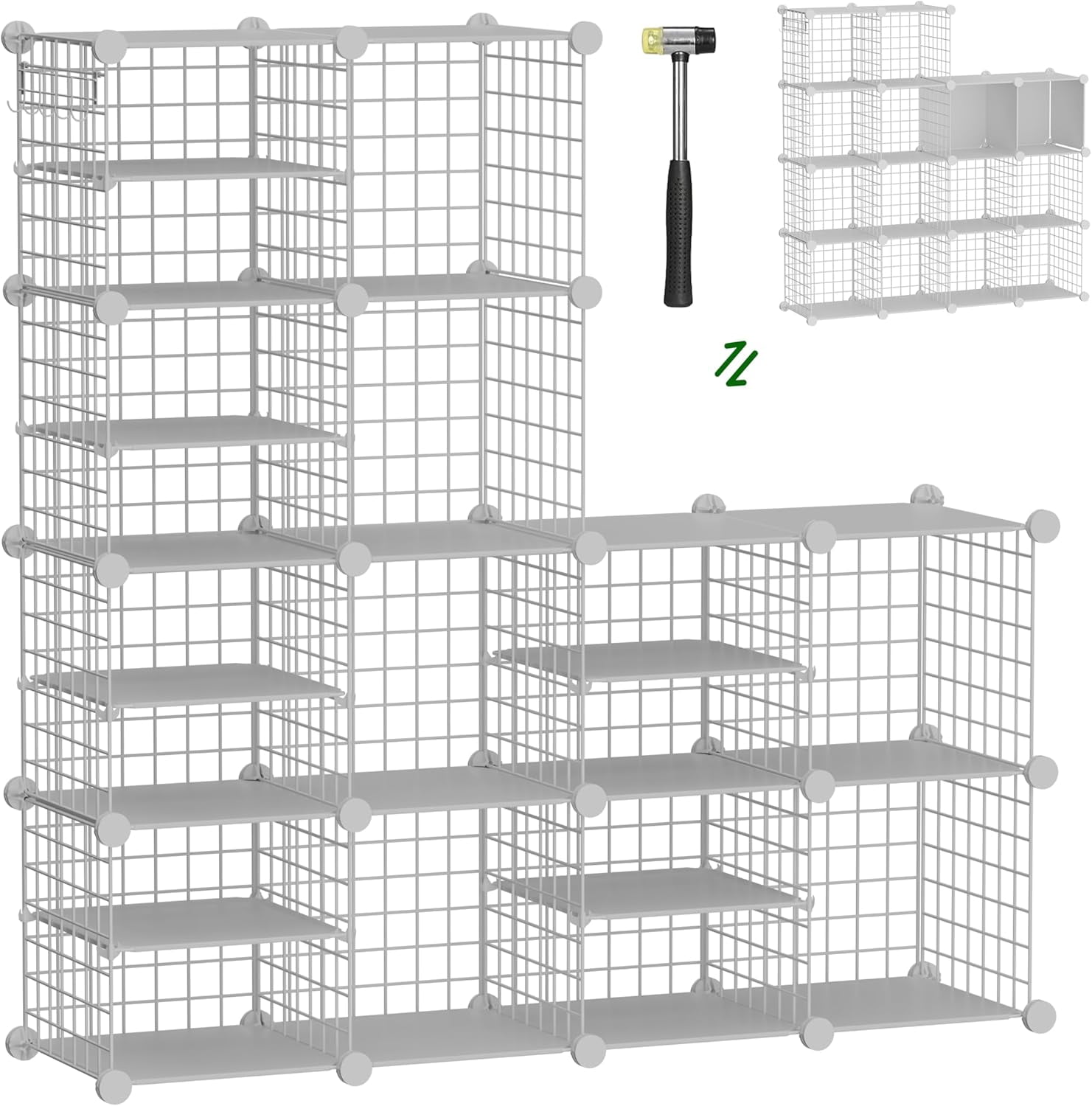 Wire Cube Storage Organizer, 12 Cubes Converted into 14 Cubes, Sturdy ...