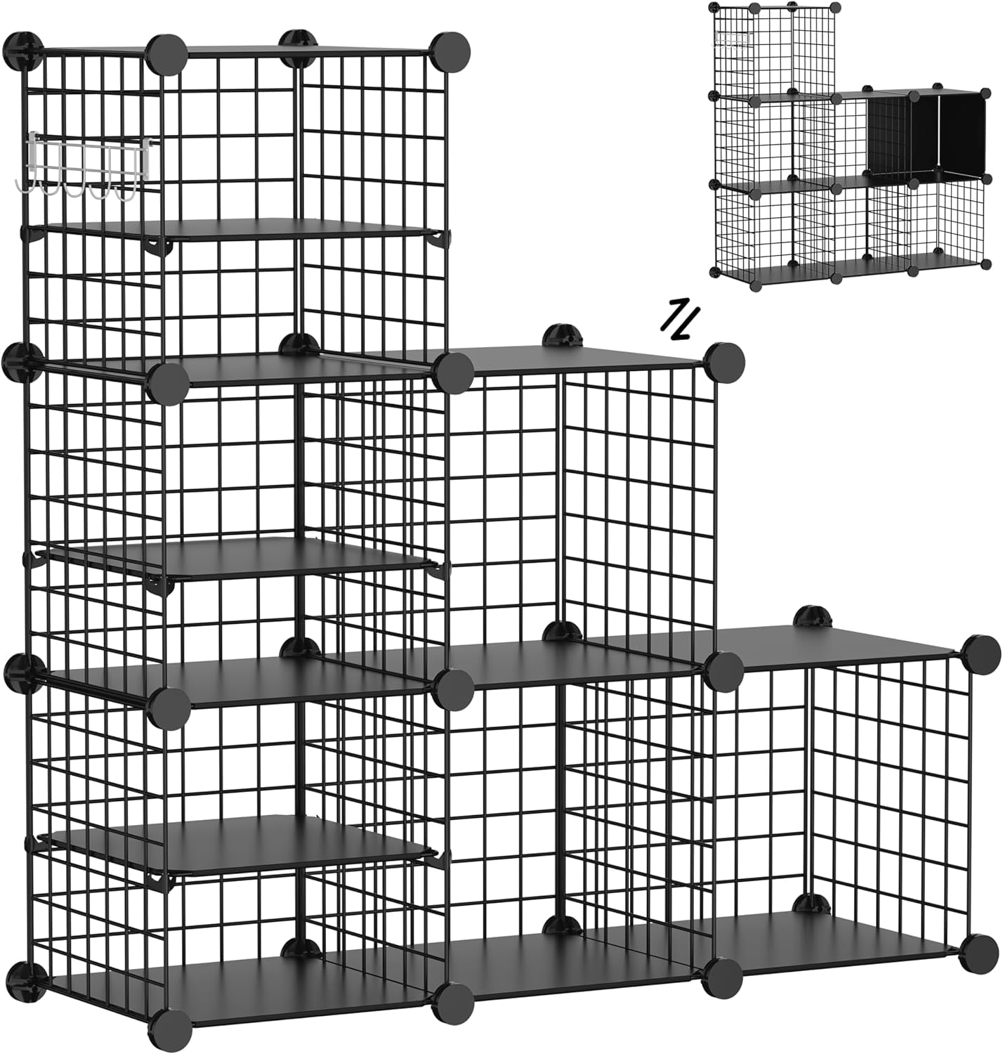 Wire Cube Storage Organizer, 6 Cubes Converted into 7 Cubes, Sturdy ...