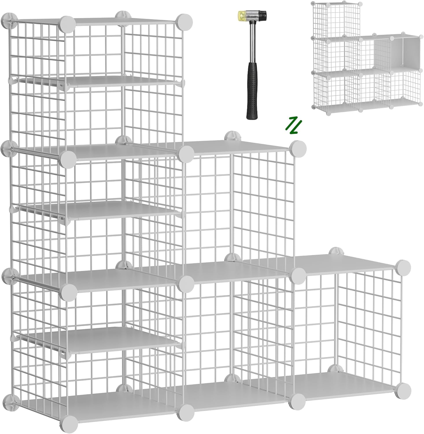 Wire Cube Storage Organizer, 6 Cubes Converted into 7 Cubes, Sturdy ...
