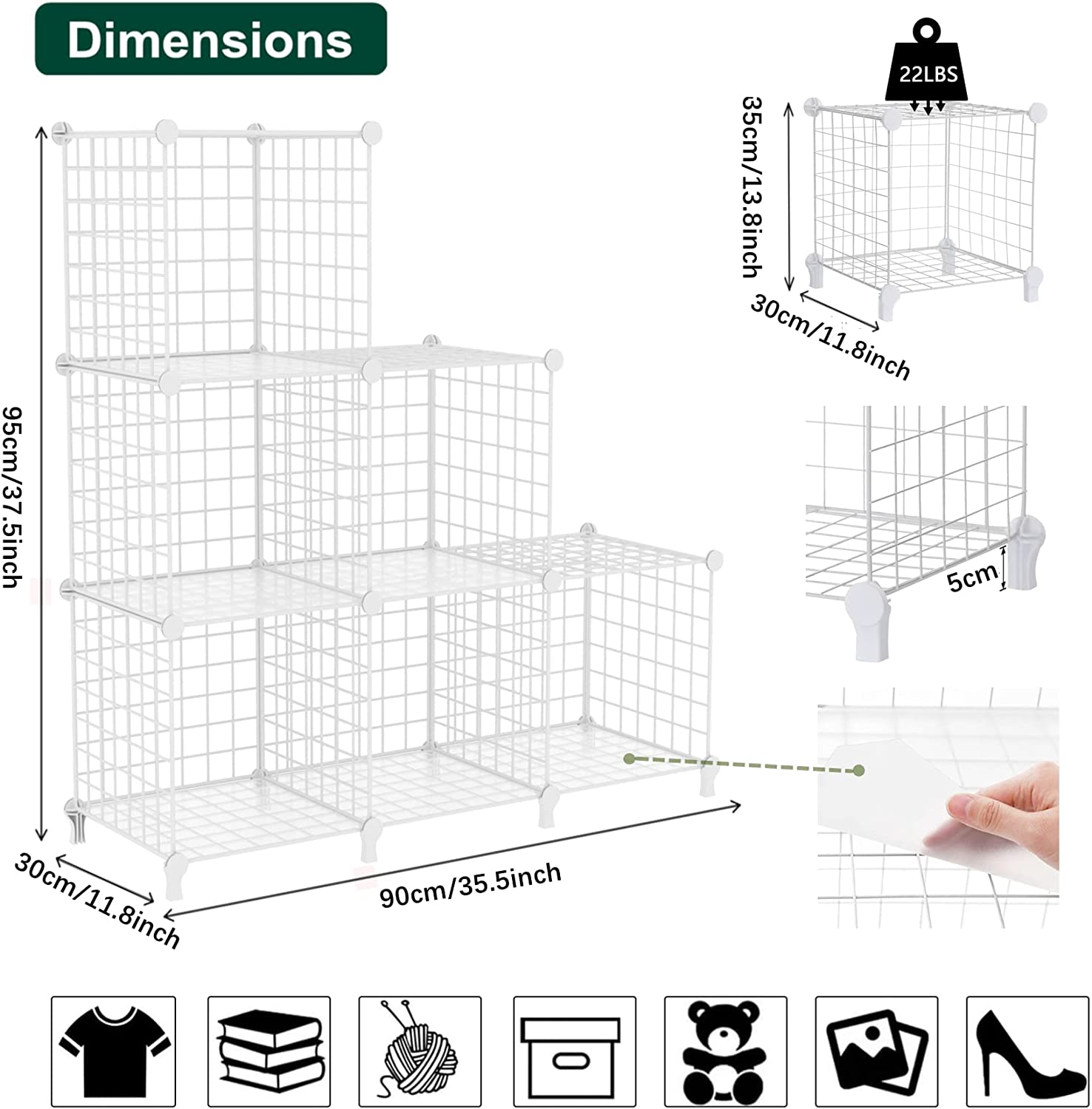 Wire Cube Storage Organizer Closet Organizers and Storage Metal 6 Cube ...