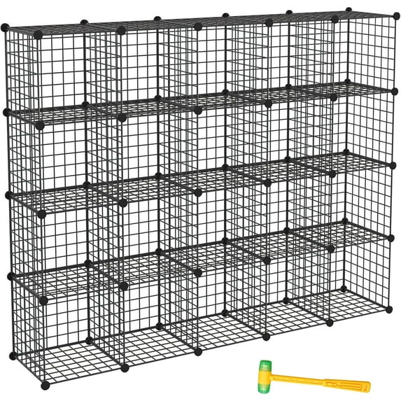 Wire Cube Storage Organizer, Metal Storage Shelves Bookshelf, Stackable ...